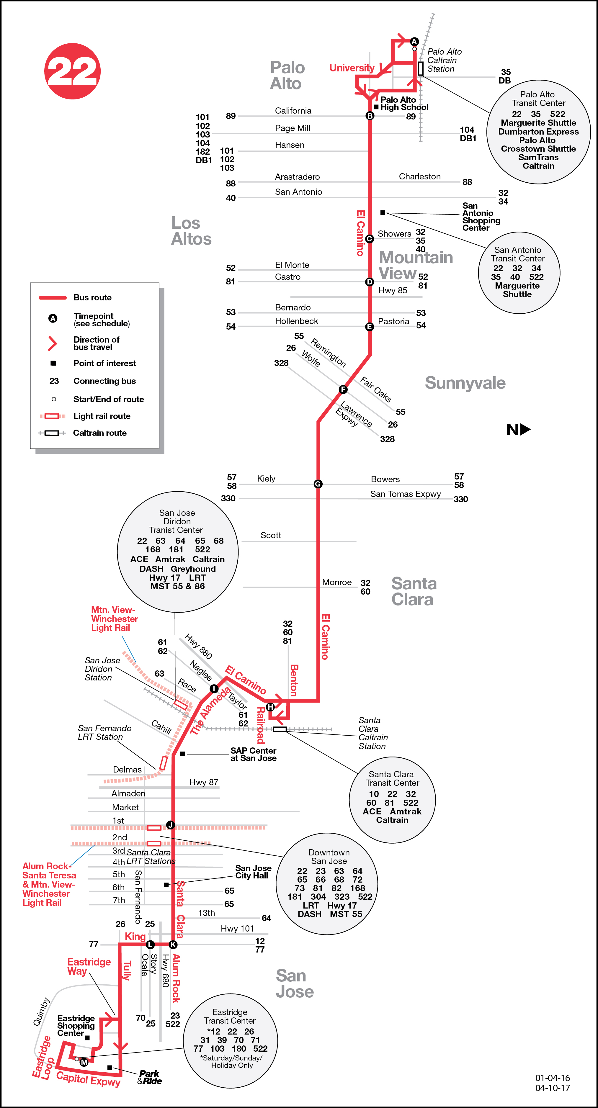 22 Bus Route Vta Sf Bay Transit